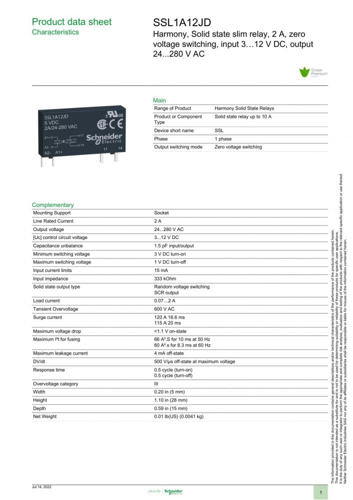 SSL1A12JD technical document page 1