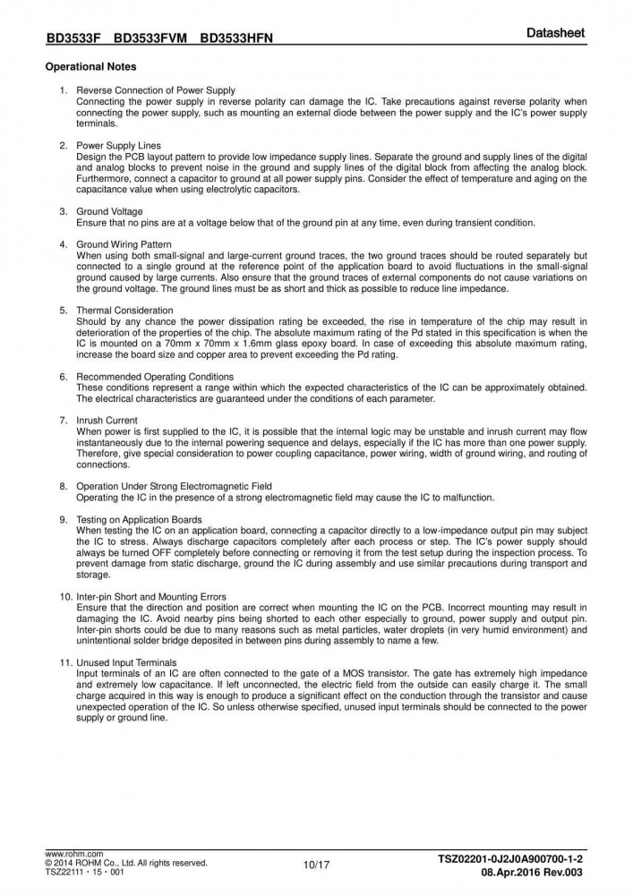 BD3533HFN-TR datasheet page 10