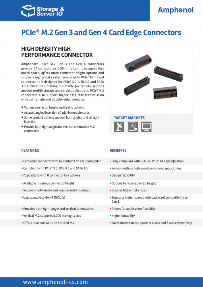 Amphenol M.2 connector document page 1