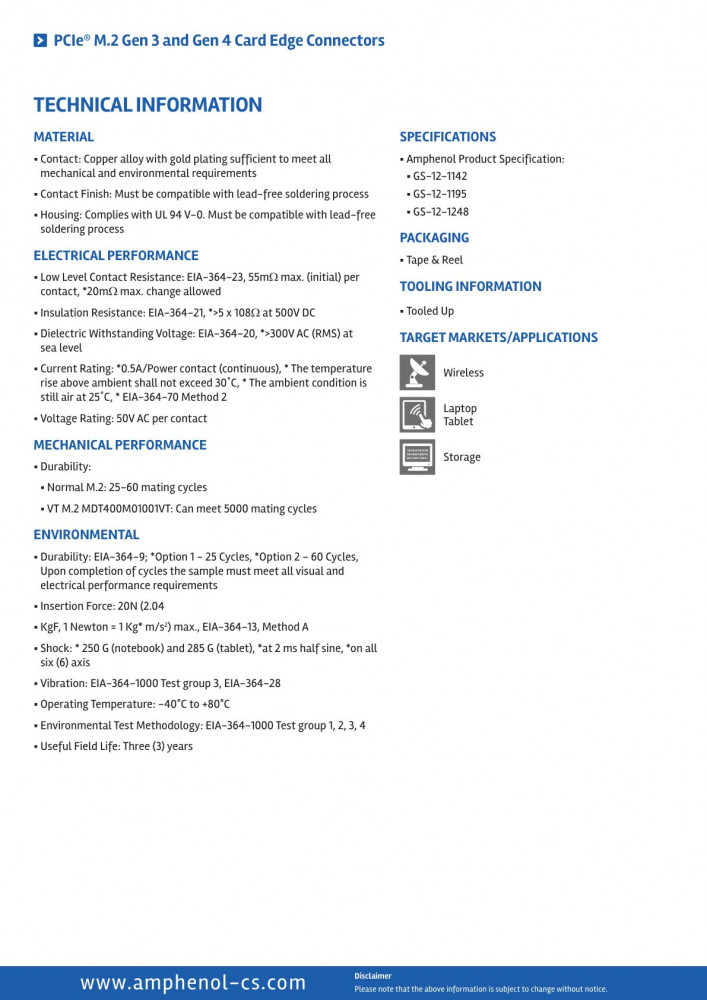 Amphenol M.2 connector document page 2