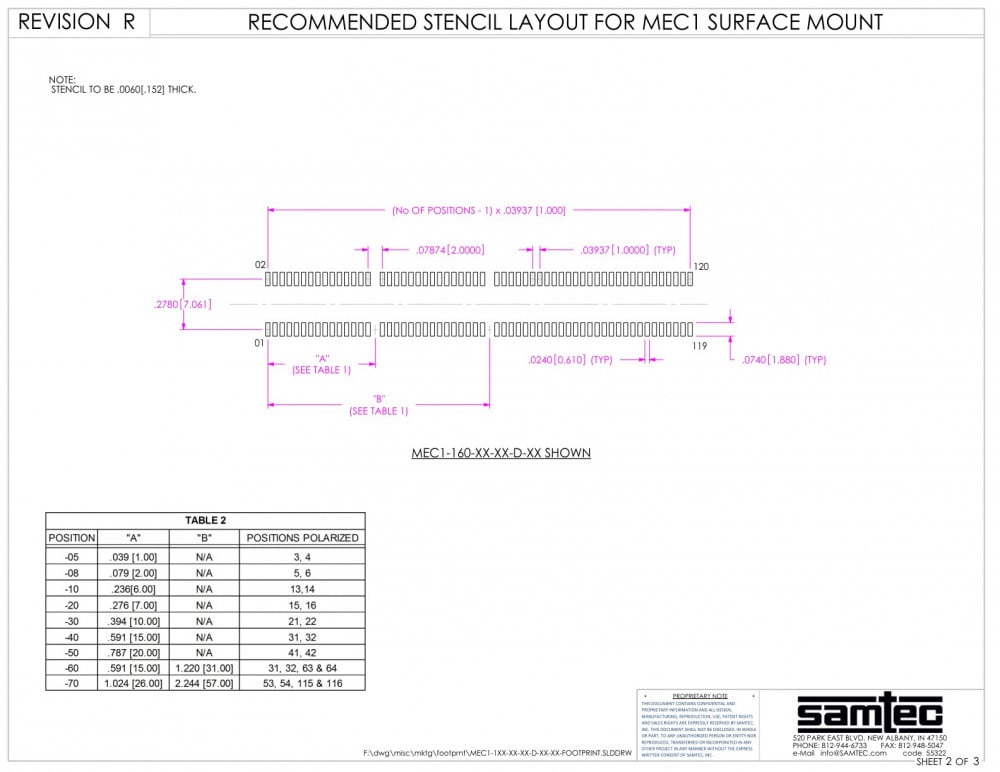 Samtec MEC1 drawing page 2