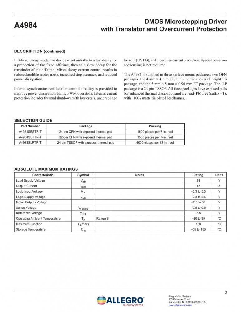 A4984 datasheet page 2