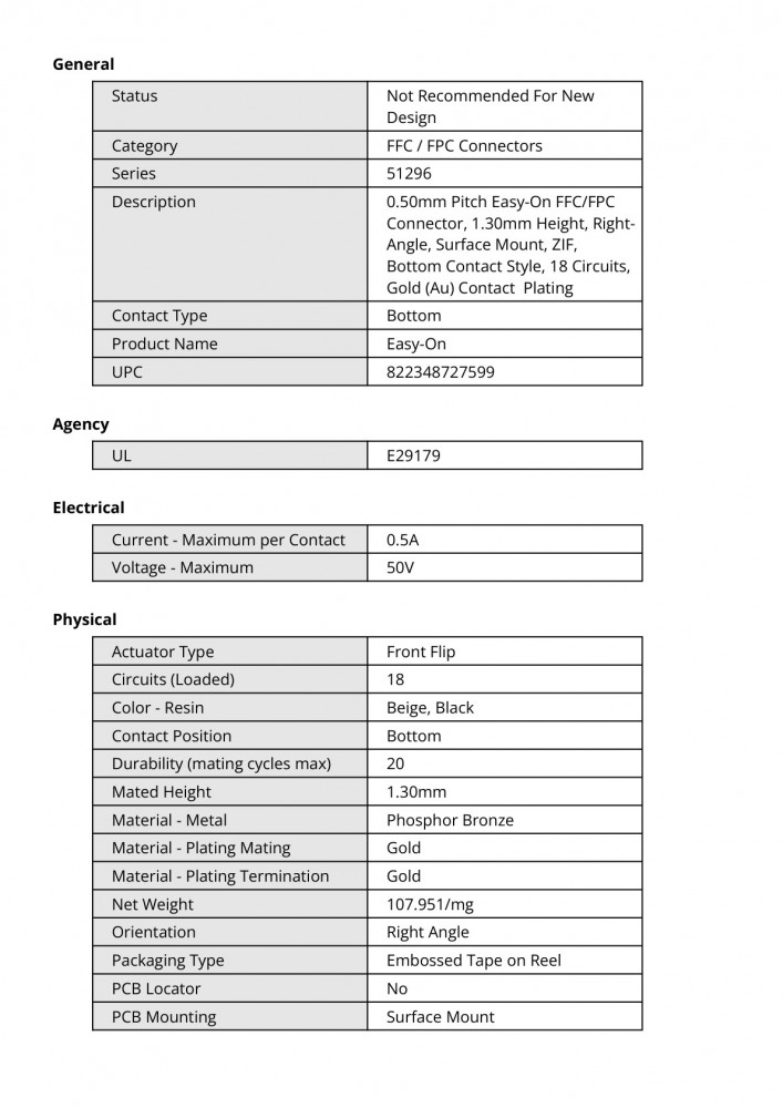 Technical document image 2 for MOLEX 512961894