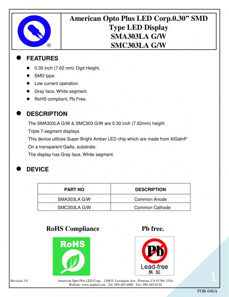 SMC303LA technical document page 1