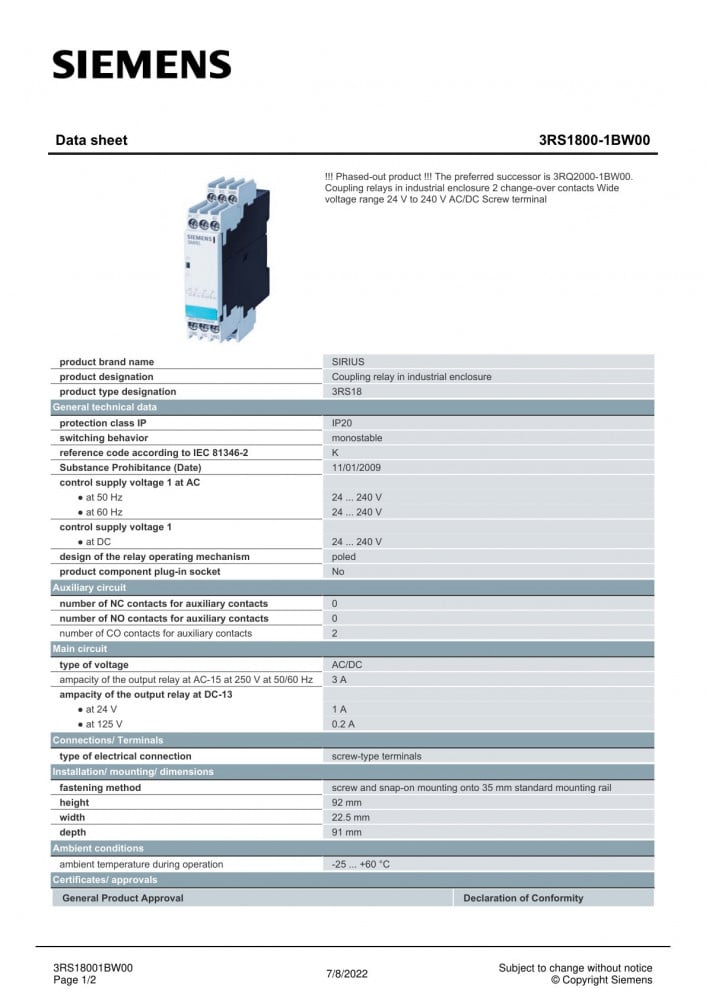 3RS1800-1BW00 technical document page 1