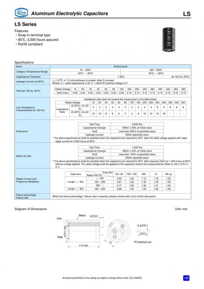 Lelon LS Series datasheet page 1
