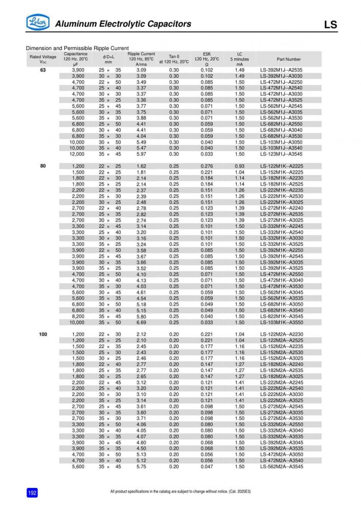 Lelon LS Series datasheet page 4