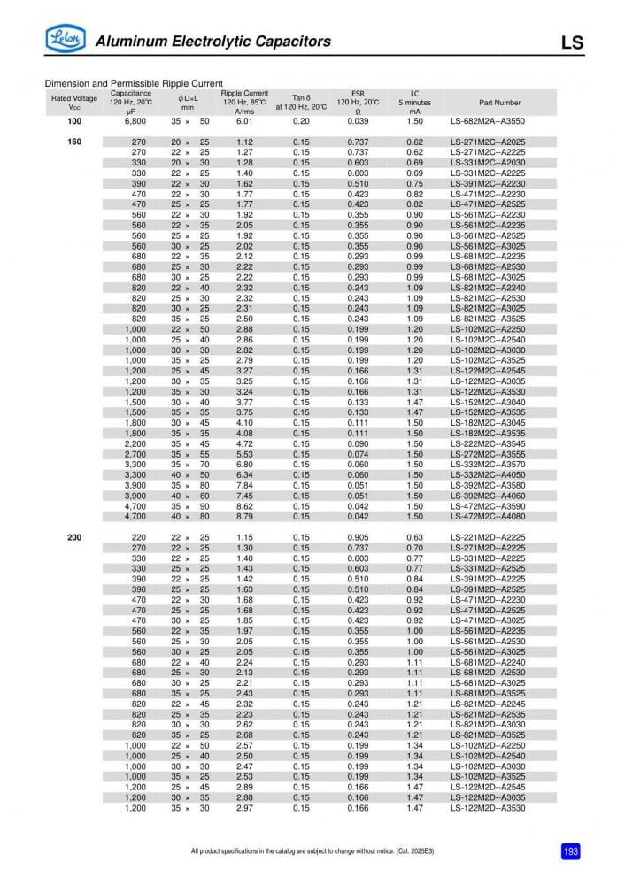 Lelon LS Series datasheet page 5