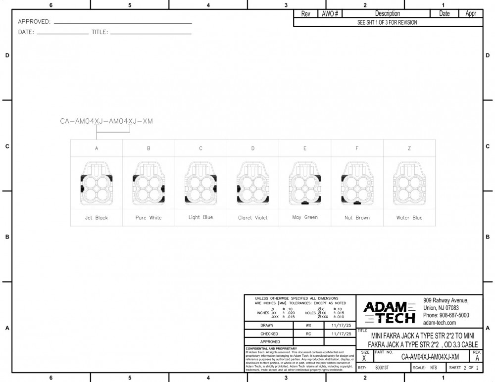 ADAM TECH cable assembly drawing, page 2
