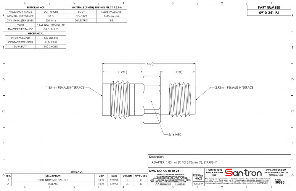 SAN-TRON 0910-241-PJ product drawing