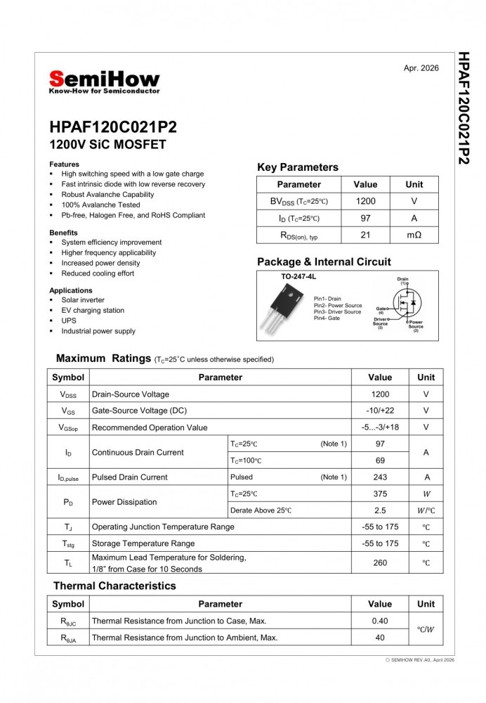 HPAF120C021P2 datasheet page 1