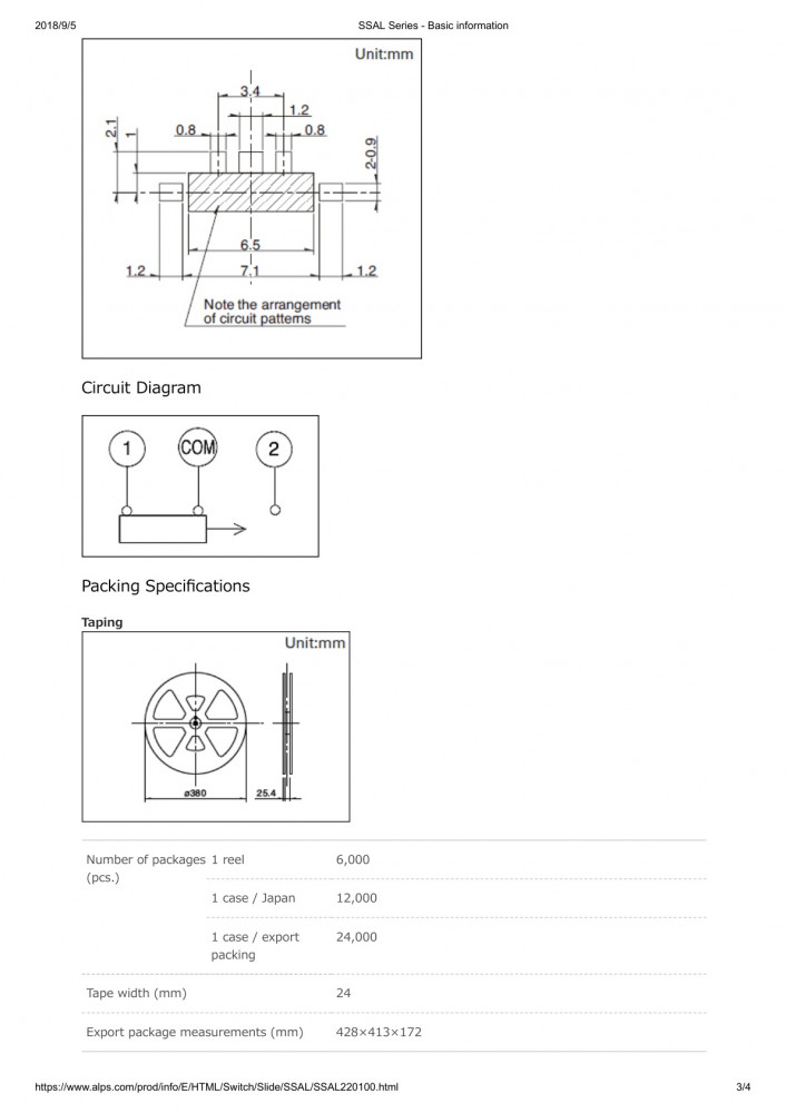 SSAL220100 circuit diagram and packing specifications