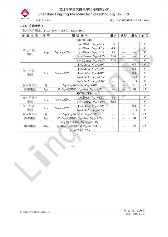 SN74HC14DR datasheet page 10