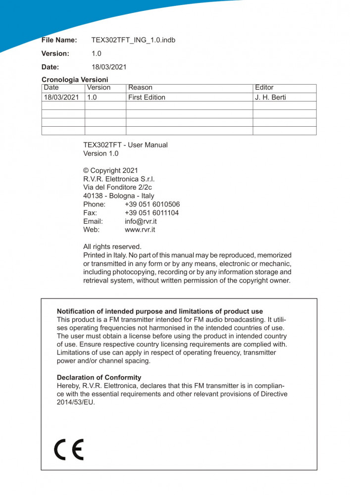 TEX302TFT user manual page 2