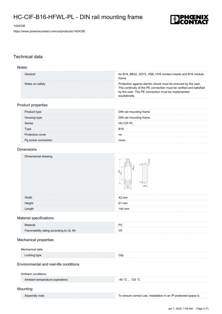 Phoenix Contact 1424336 product documentation page 2