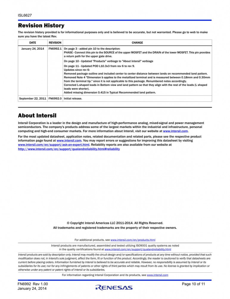 ISL6627 datasheet page 10