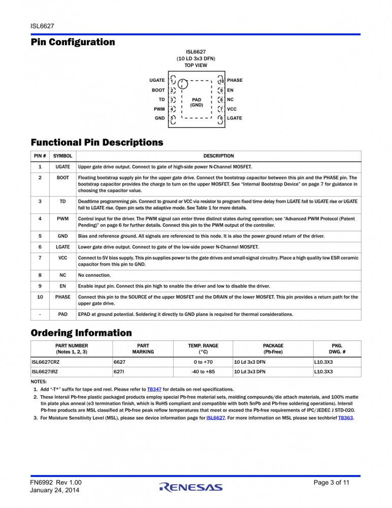 ISL6627 datasheet page 3