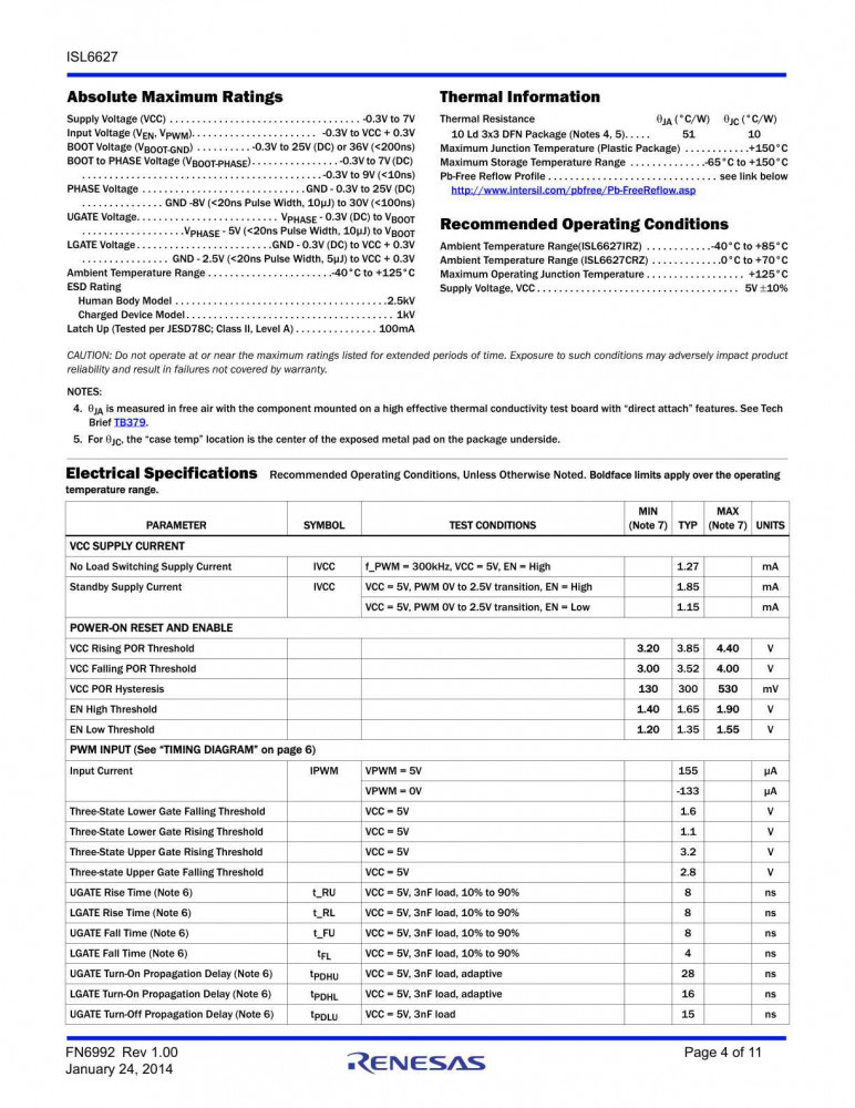 ISL6627 datasheet page 4