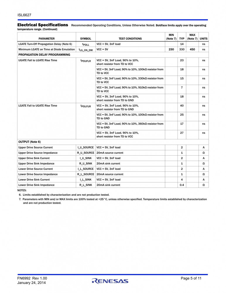 ISL6627 datasheet page 5