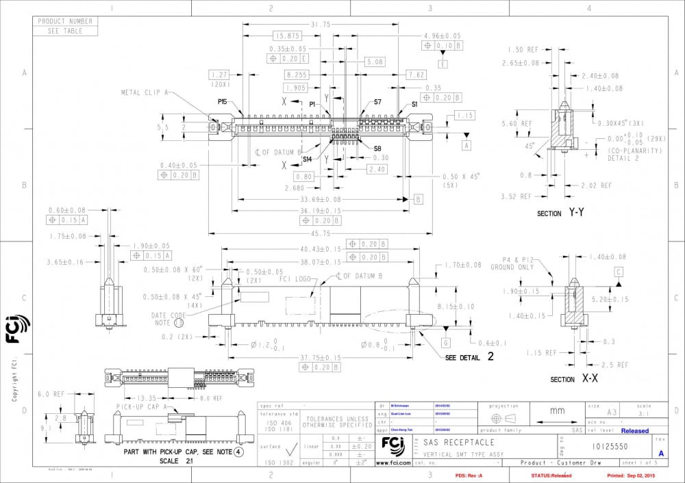 Amphenol 10125550 drawing page 1