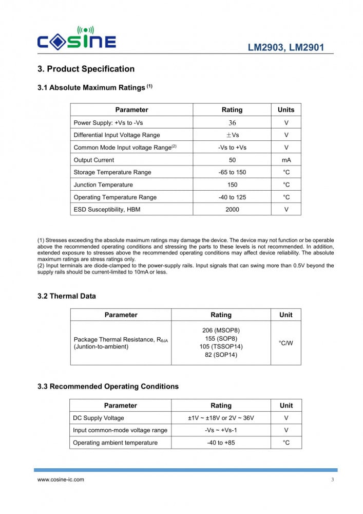 LM2901SR datasheet page 3