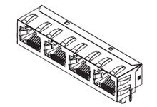 Modular Jack, Right-Angle, Low Profile, Inverted, 6/6, 4 Ports for sale