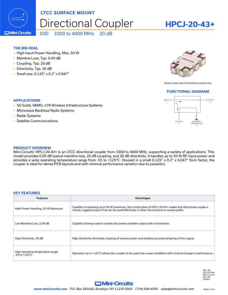 HPCJ-20-43+ datasheet preview, page 1