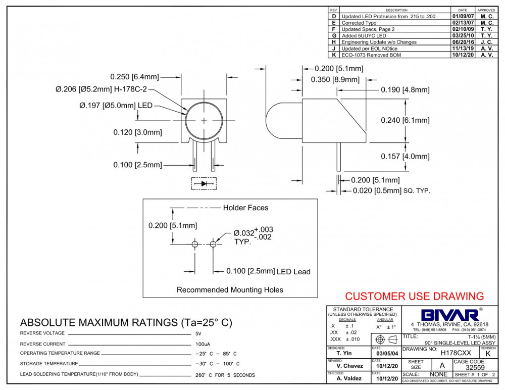 BIVAR H178CXX customer-use drawing page 1