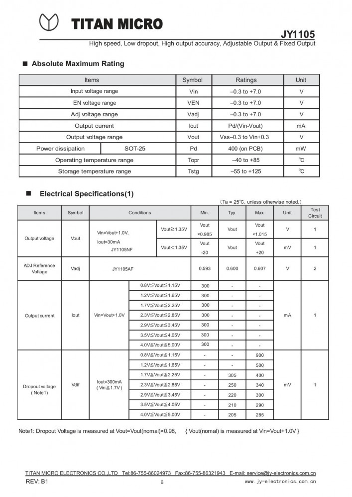 JY1105 datasheet page 6