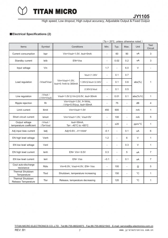 JY1105 datasheet page 7