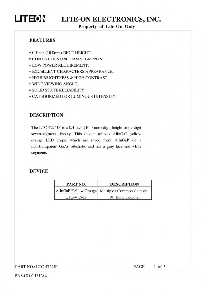 LTC-4724JF datasheet page 2
