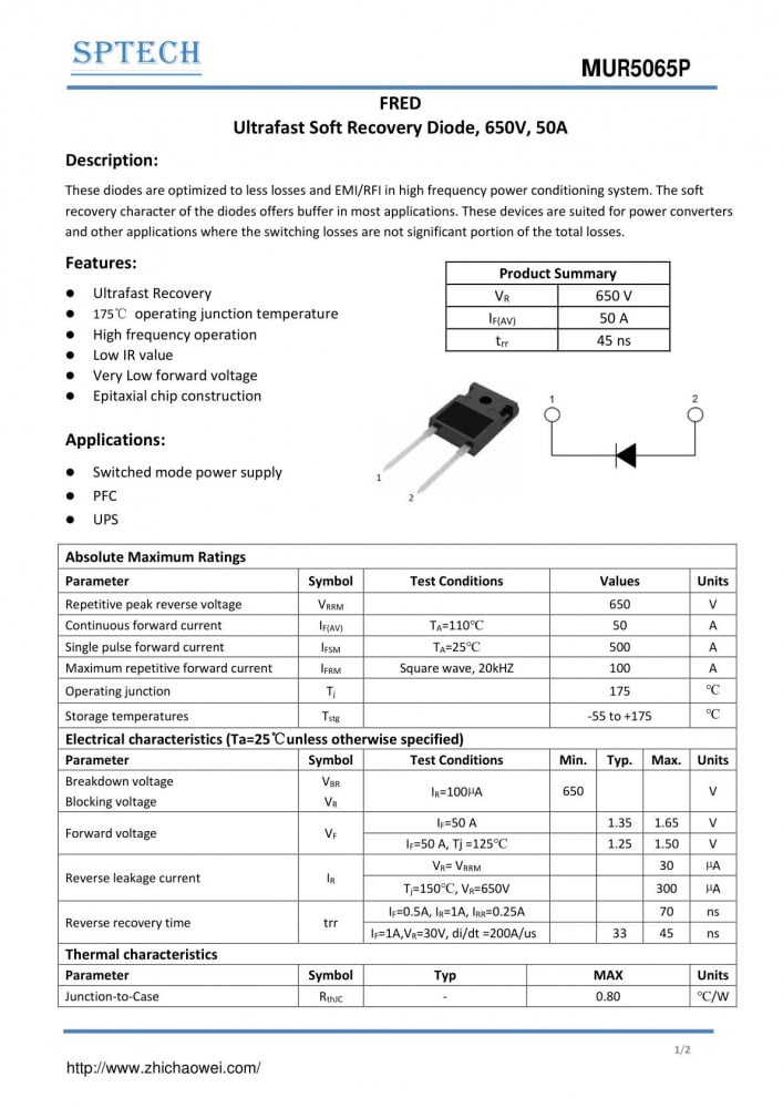 MUR5065P datasheet page 1