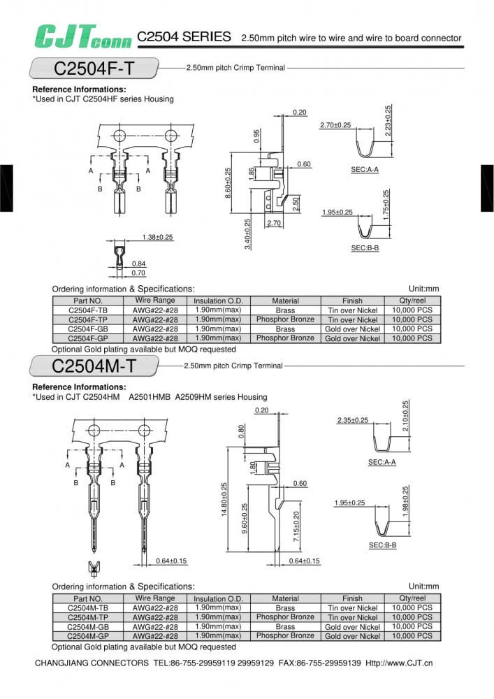 CJT C2504WV series technical document page 2