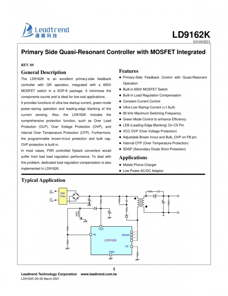 LD9162K datasheet page 1