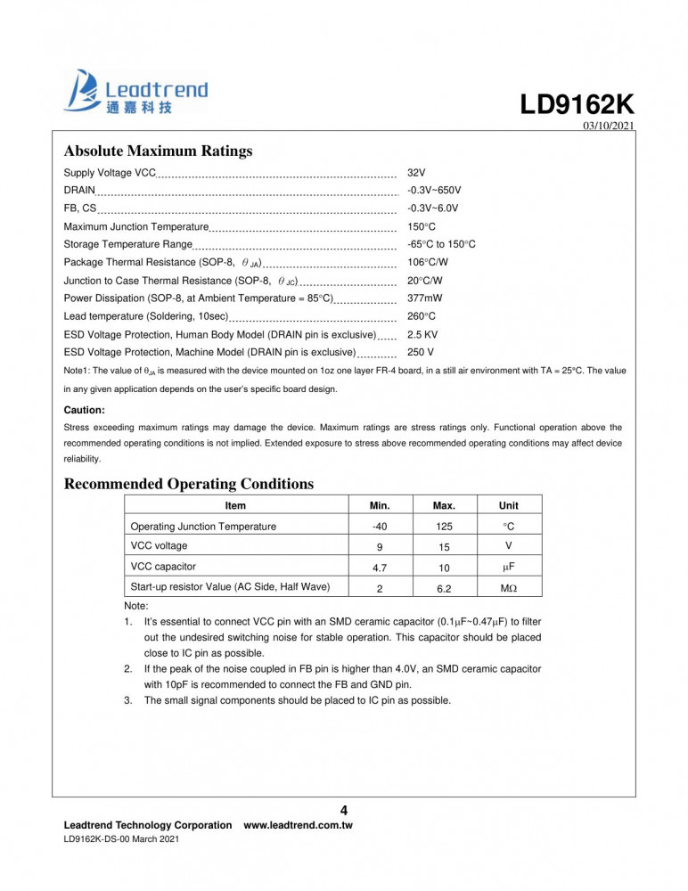 LD9162K datasheet page 4