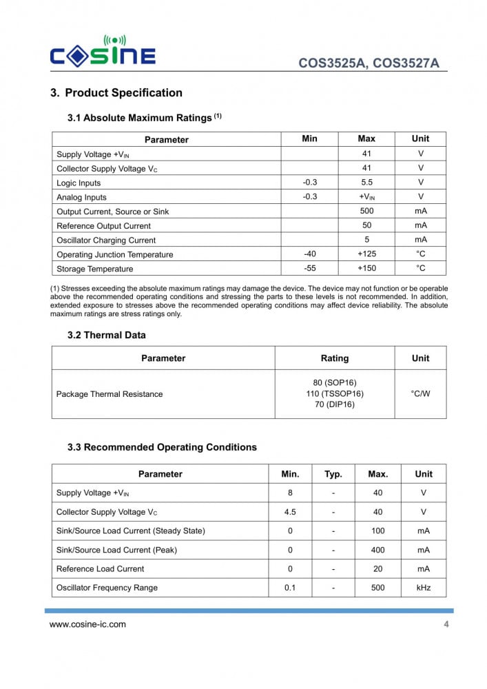 COS3525ADW datasheet page 4