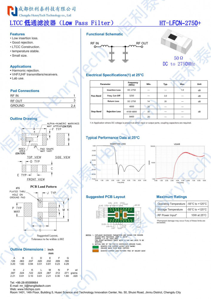HT-LFCN-2750+ technical datasheet page