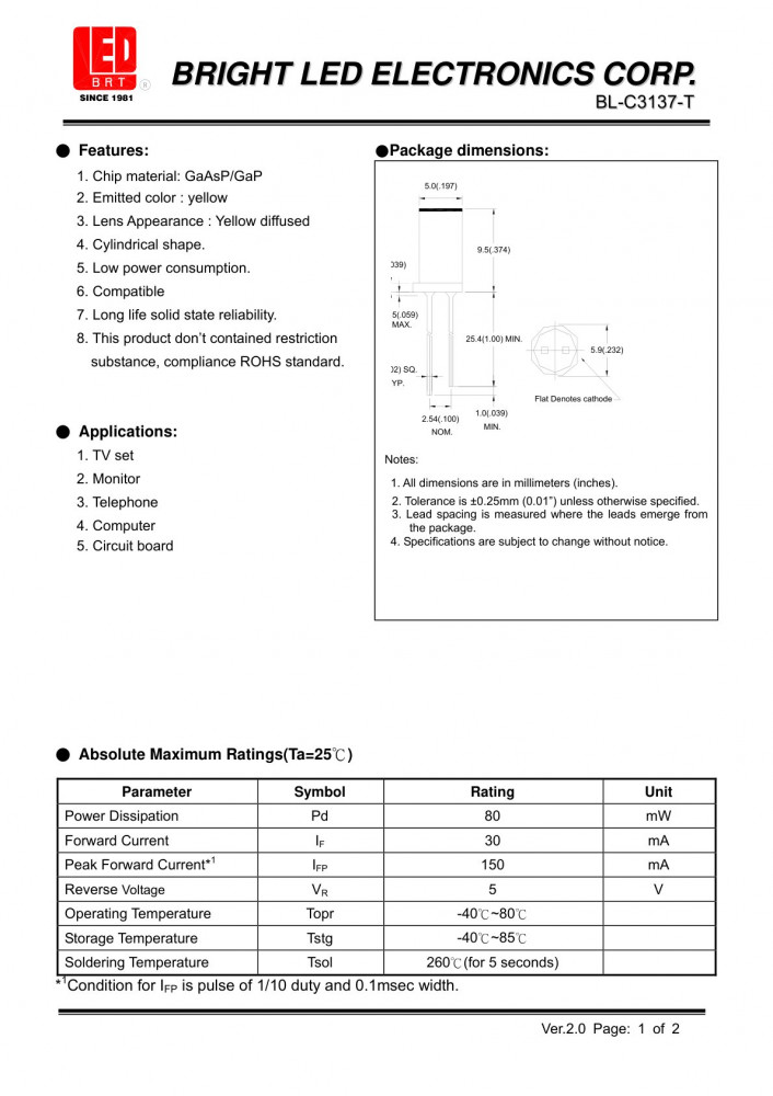 BL-C3137-T datasheet page 1