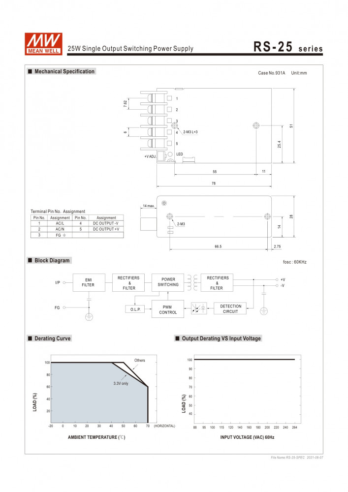 MEAN WELL RS-25 series datasheet page 2