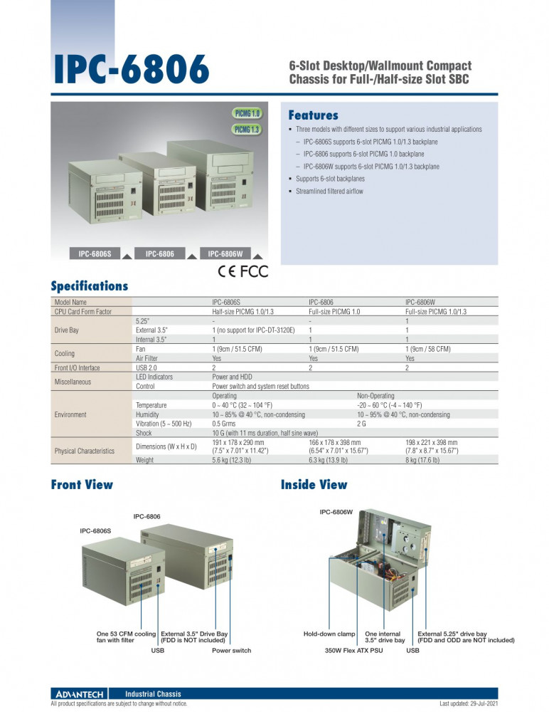 ADVANTECH IPC-6806 series product documentation, page 1