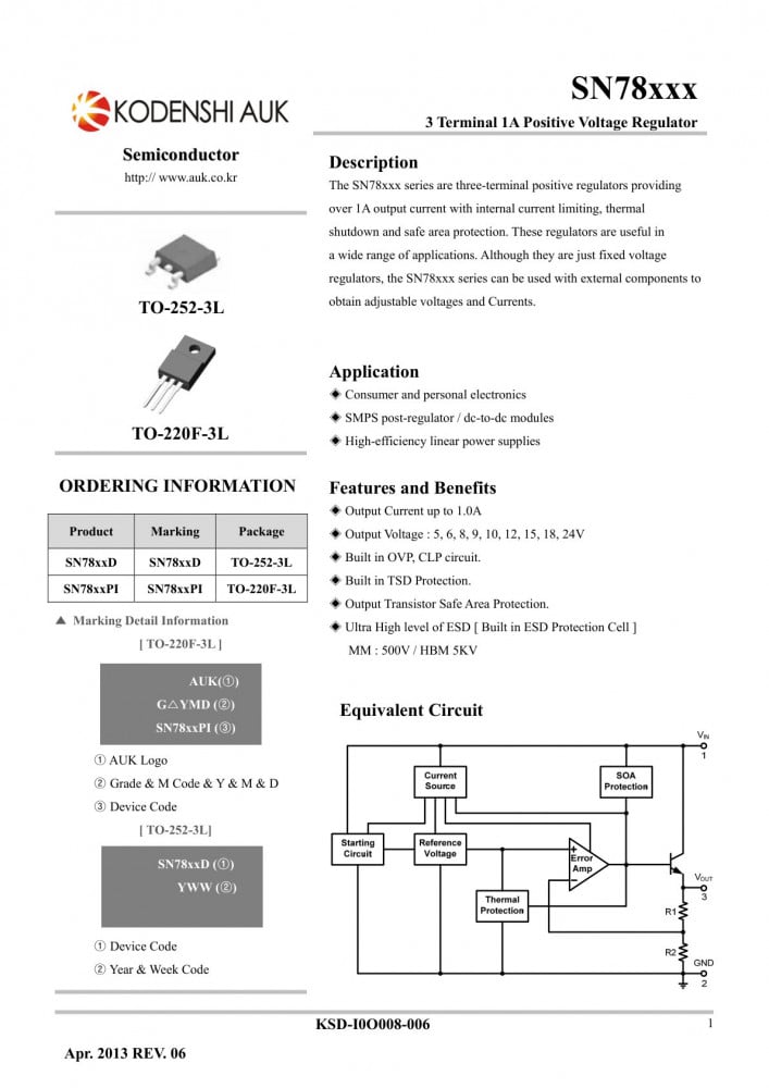 SN7809PI datasheet page 1