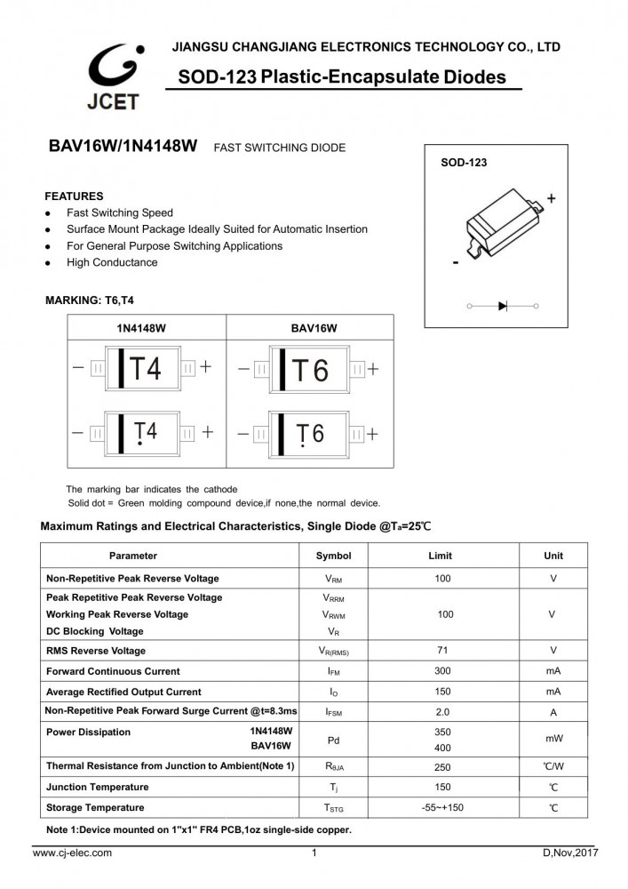 1N4148W-G datasheet page 1