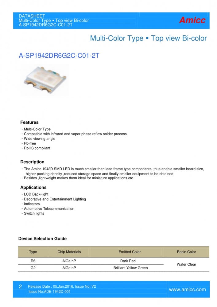 A-SP1942DR6G2C-C01-2T datasheet page 2