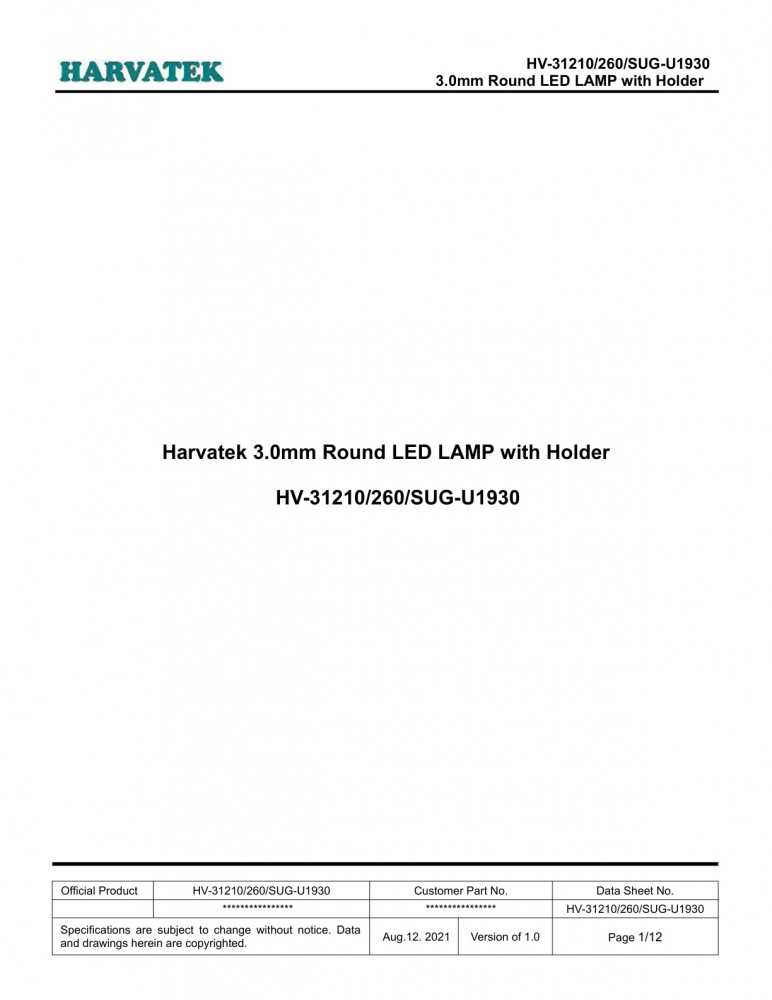 HV-31210/260/SUG-U1930 datasheet page 1