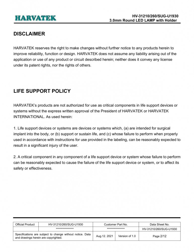 HV-31210/260/SUG-U1930 datasheet page 2