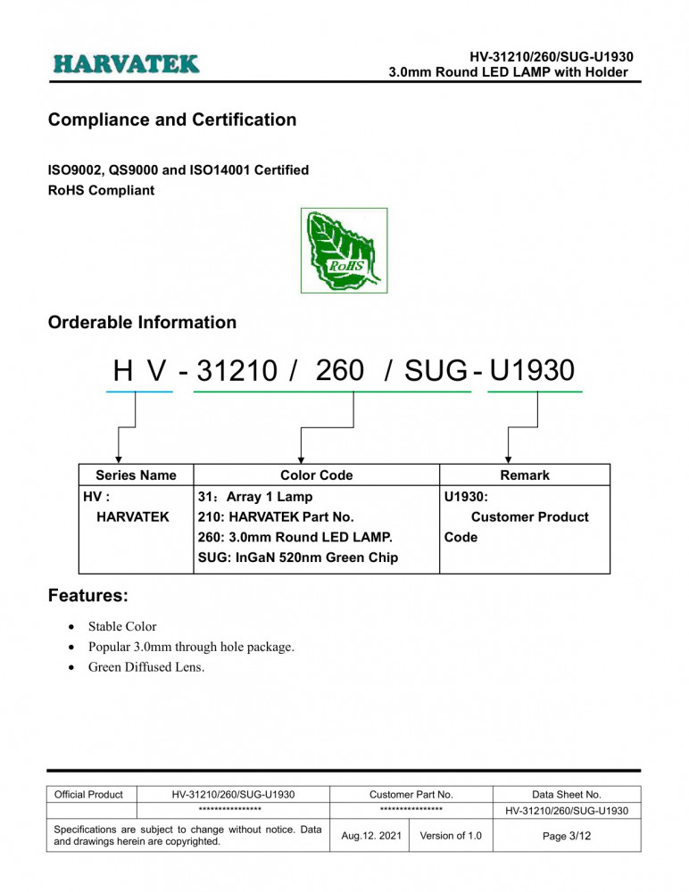 HV-31210/260/SUG-U1930 datasheet page 3