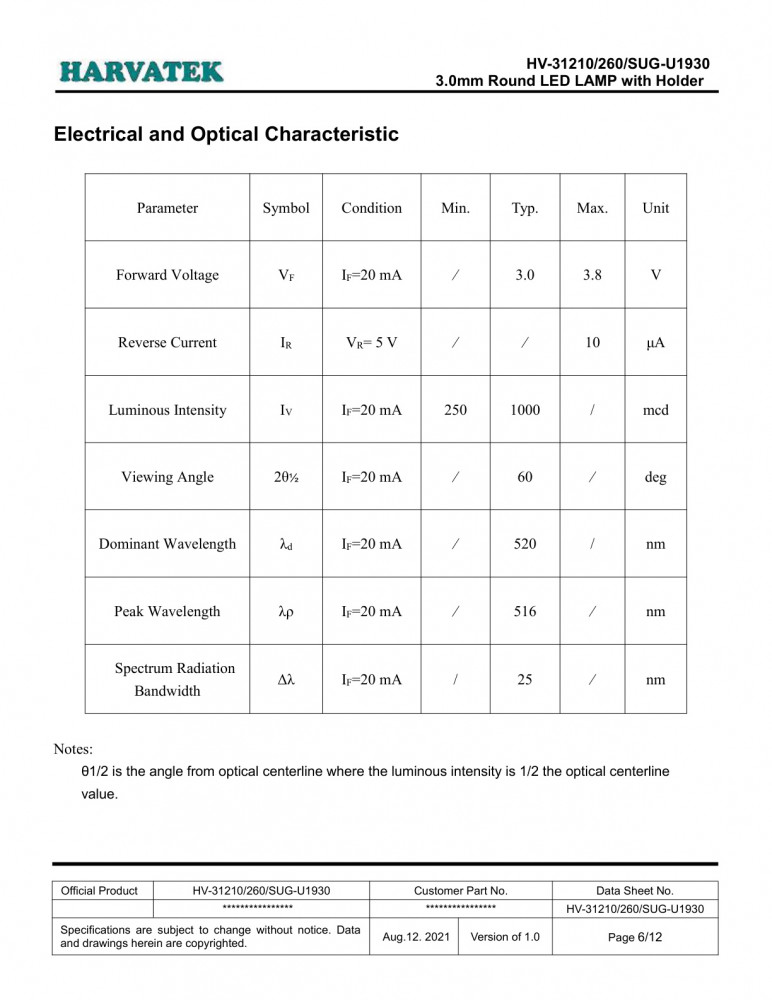 HV-31210/260/SUG-U1930 datasheet page 6