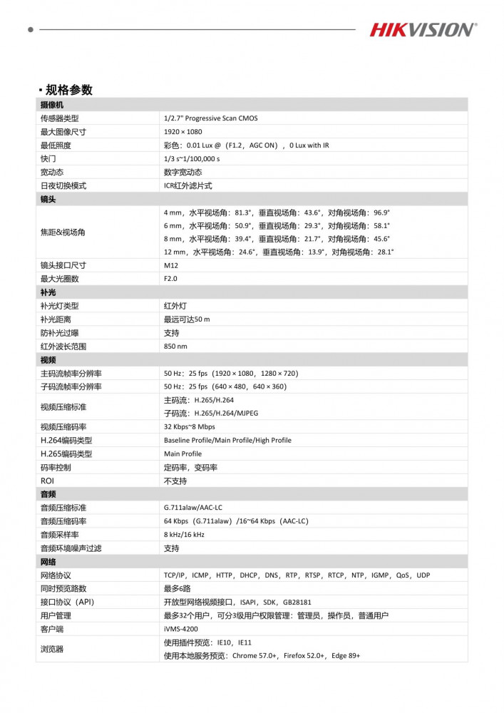 DS-IPC-B12HV3-IA technical document page 2