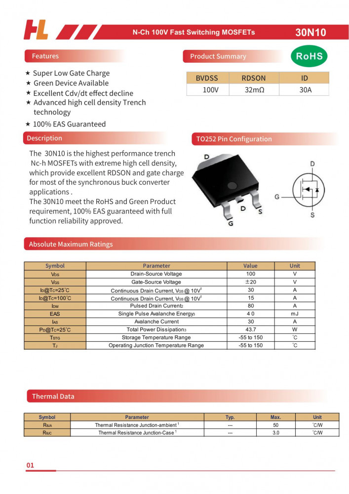 30N10 datasheet page 1