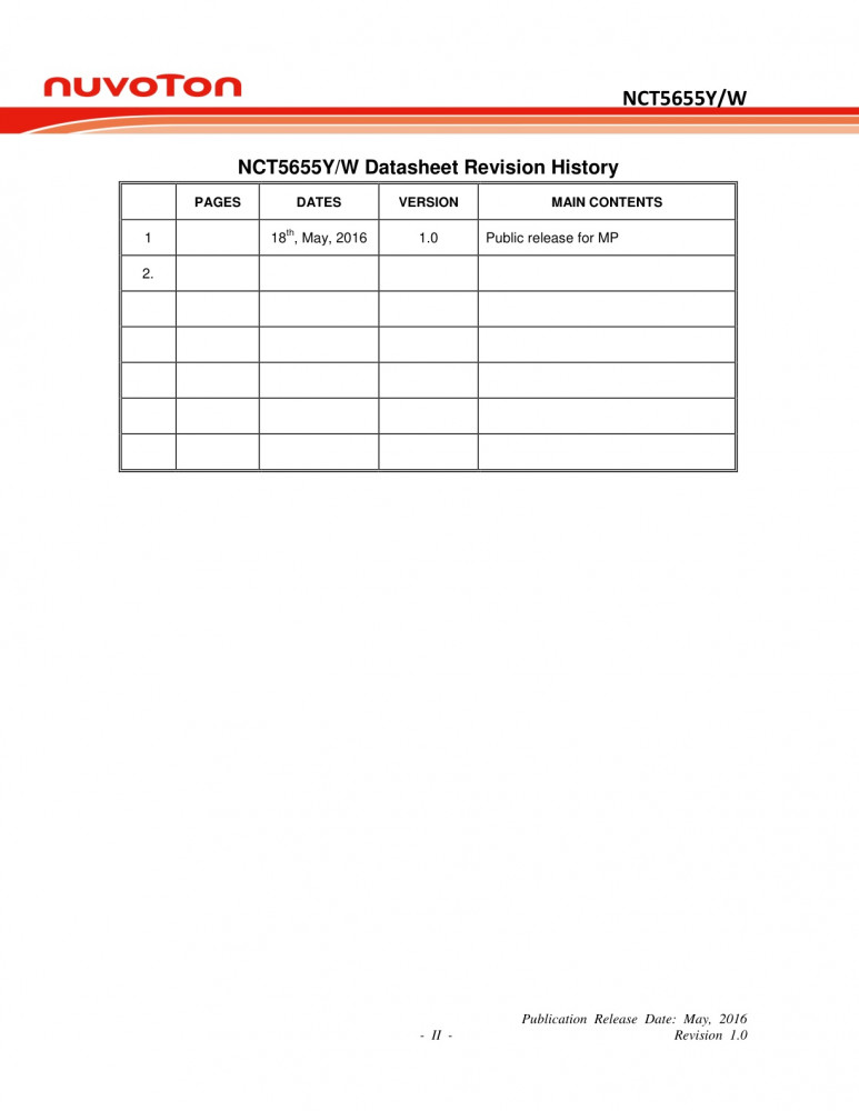 NCT5655W datasheet page 2